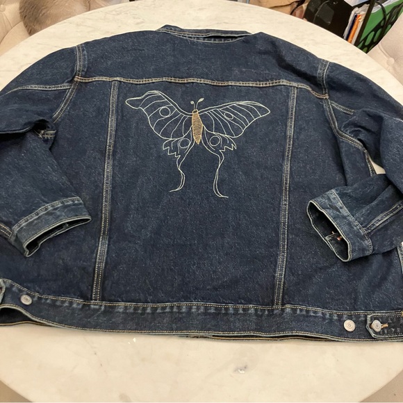 Old Navy | Jackets & Coats | Nwt Luna Moth Embroidered Denim Jacket ...
